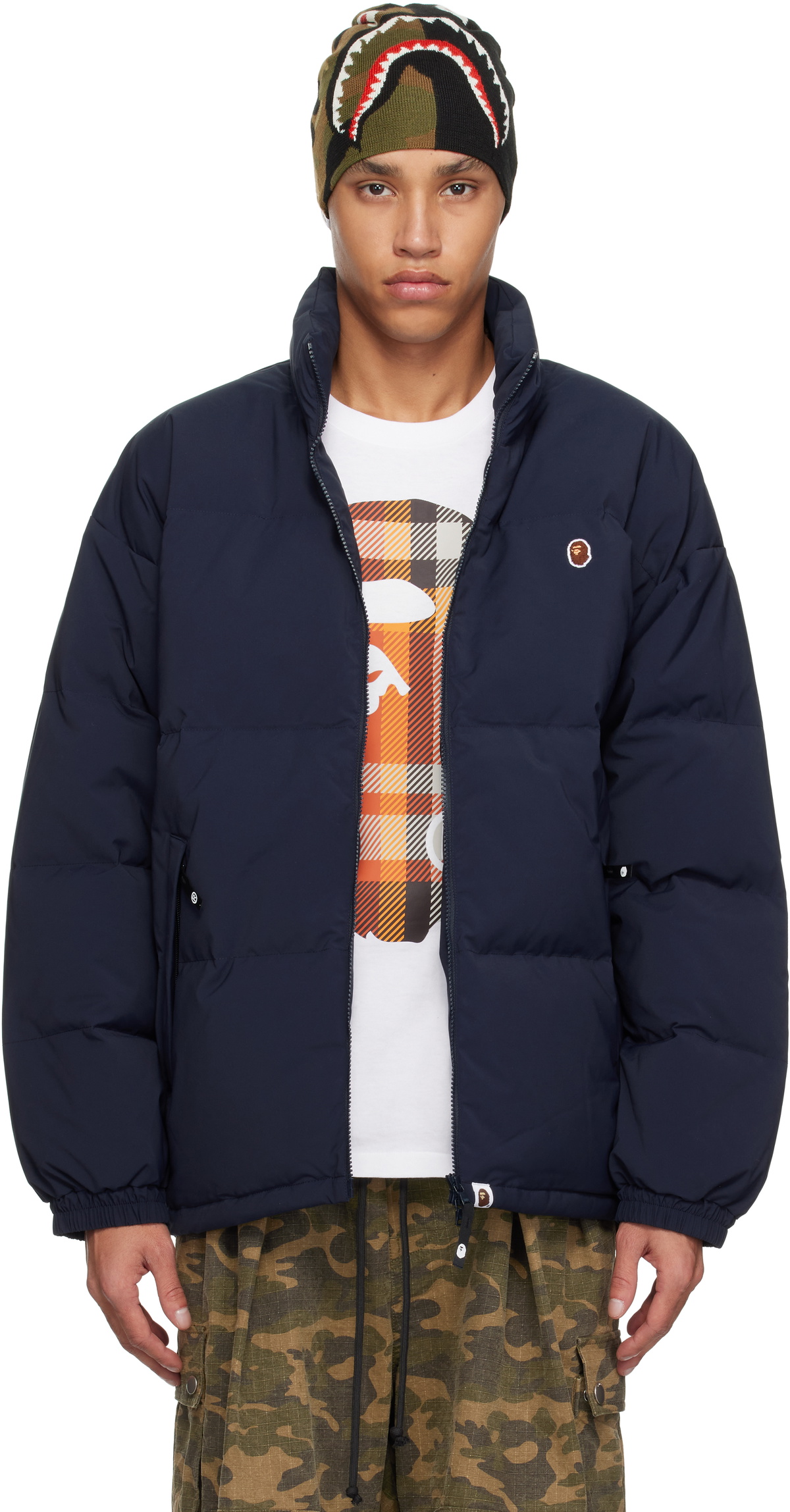 BAPE Navy One Point Down Jacket A Bathing Ape