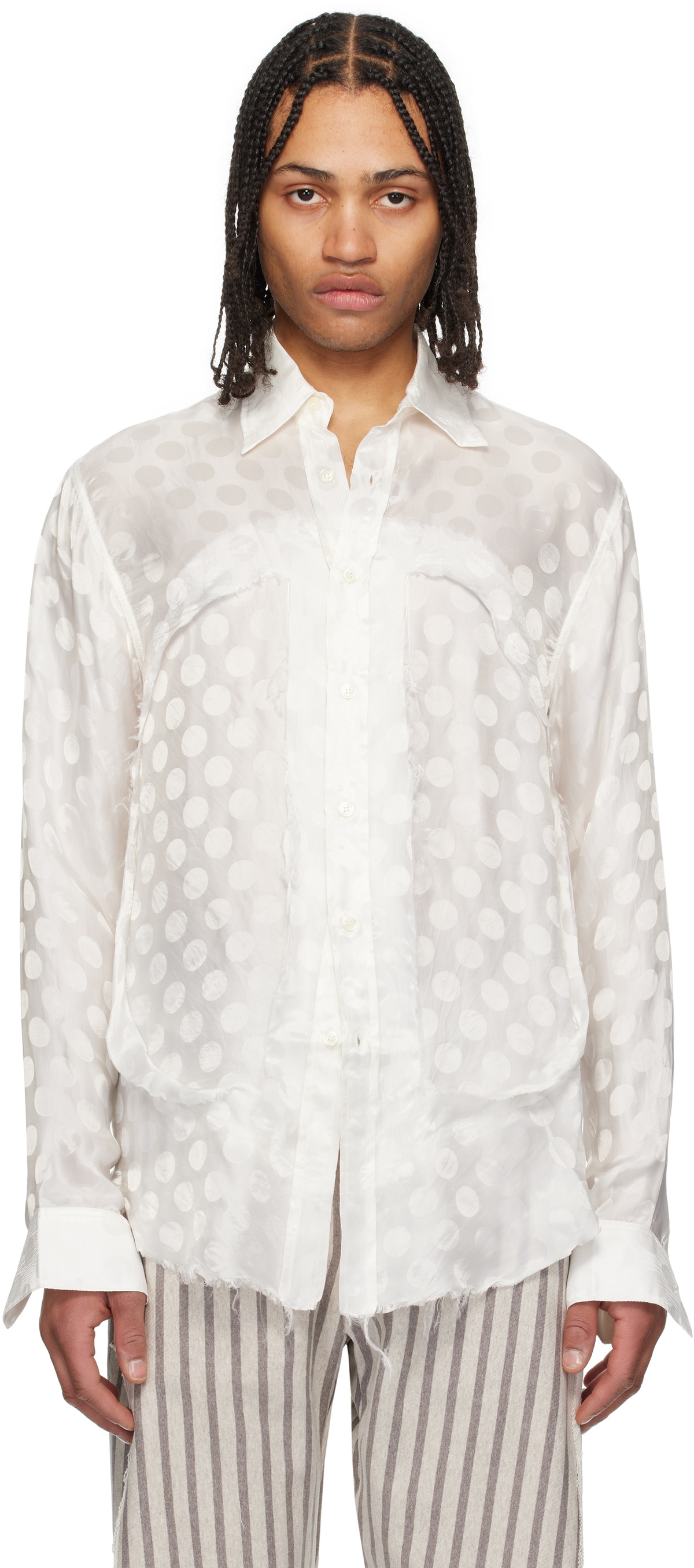 Edward Cuming White Circle Cupro Classic Lung Window Shirt Edward Cuming