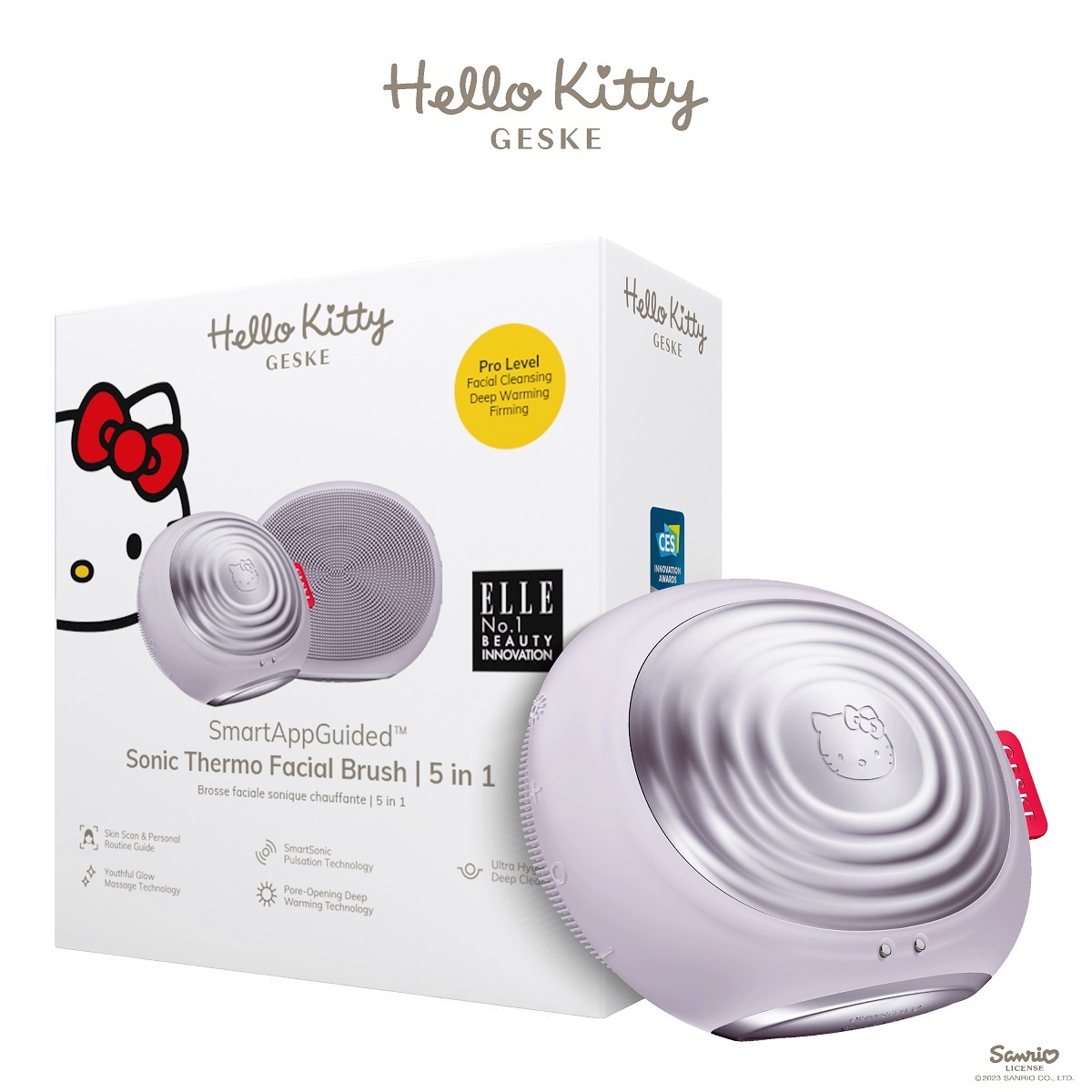 GESKE x Hello Kitty SmartAppGuided 5-in-1 Sonic Thermo Facial Brush GESKE
