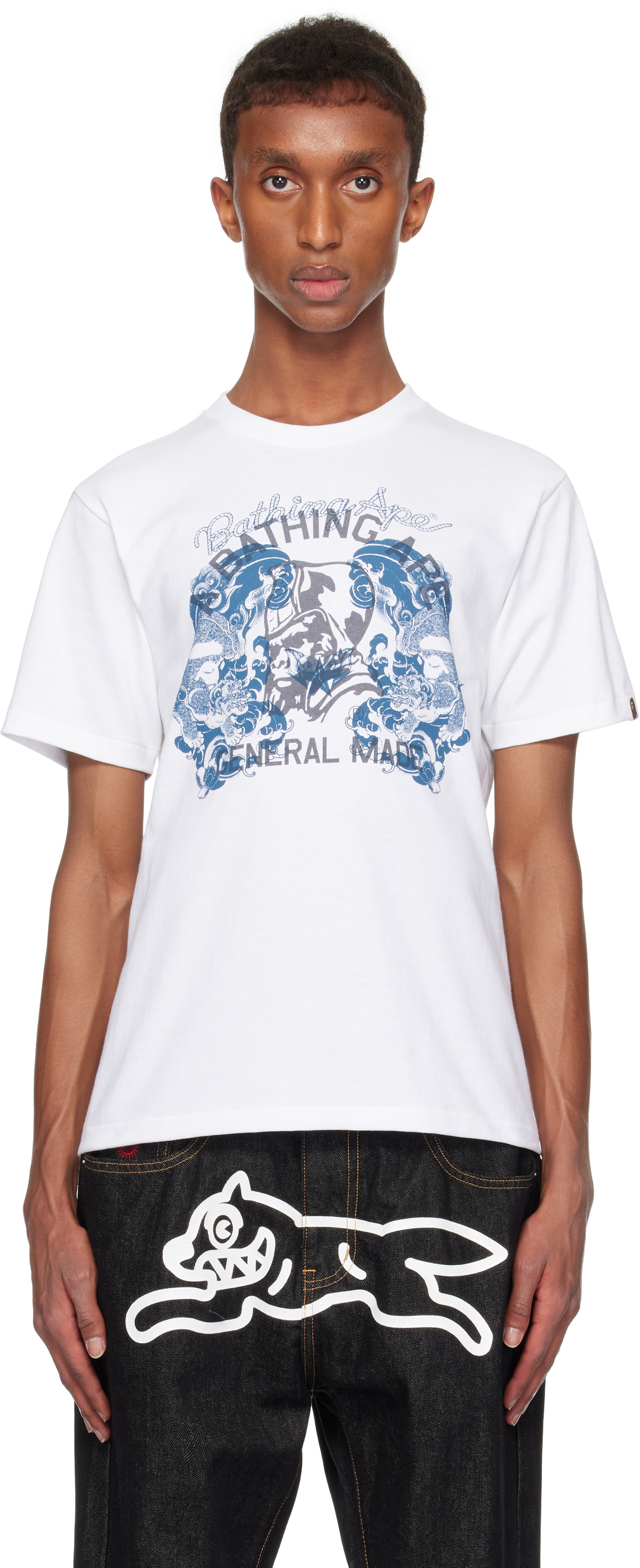 BAPE White Japanese Tattoo On General T-shirt A Bathing Ape