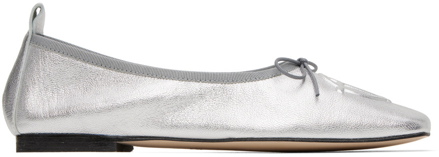 TheOpen Product Silver Square Toe Ballerina Flats TheOpen Product