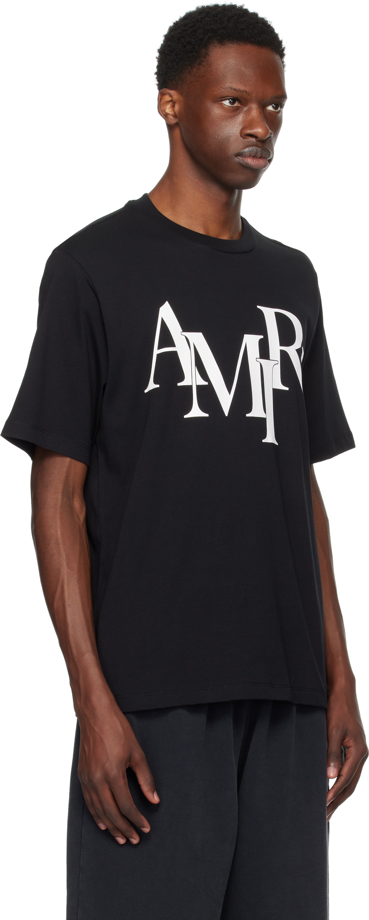 AMIRI Black 'Amiri' Staggered Logo T-shirt Amiri