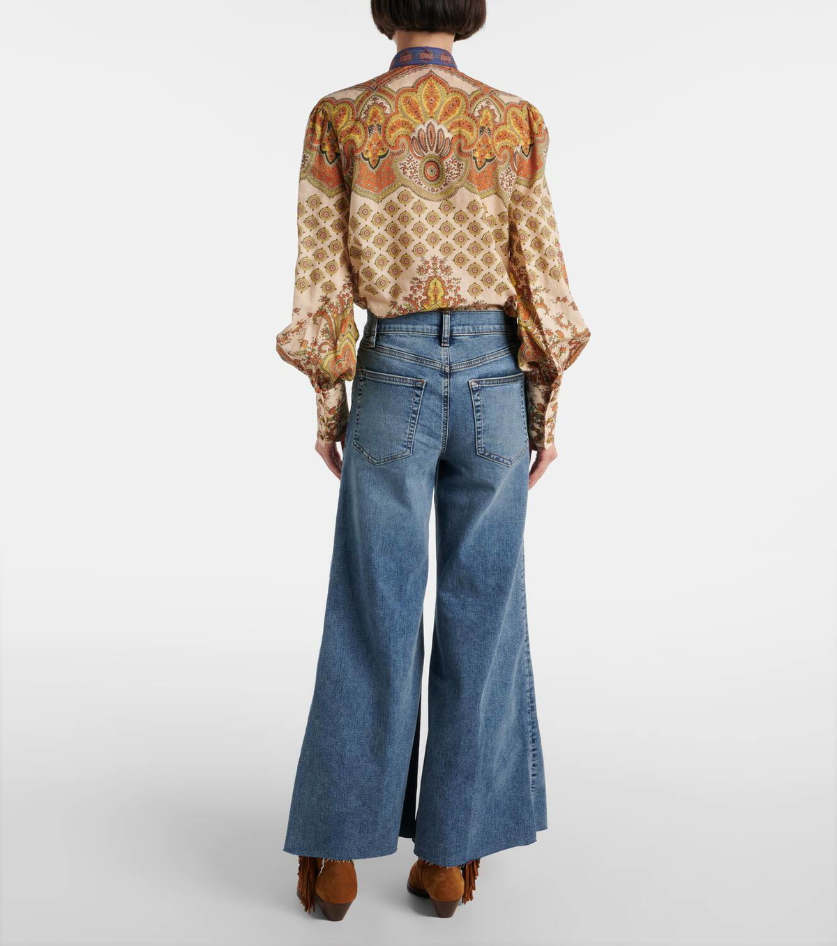 Frame Le Palazzo Crop high-rise wide-leg jeans Frame Denim