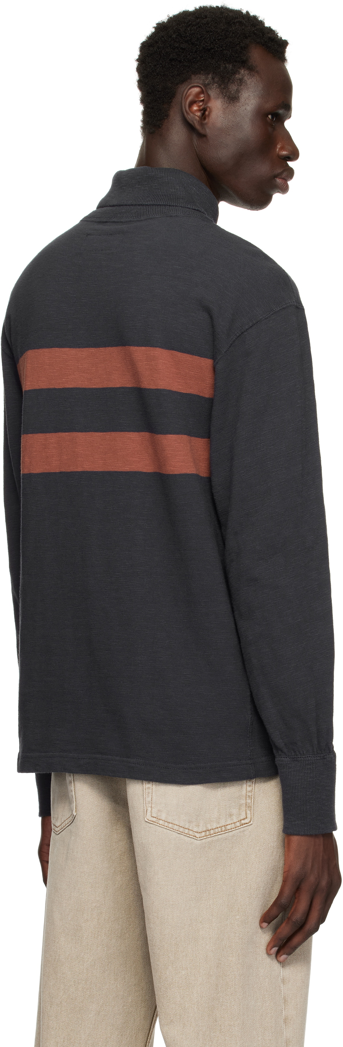 RRL Navy & Red Double Striped Turtleneck RRL