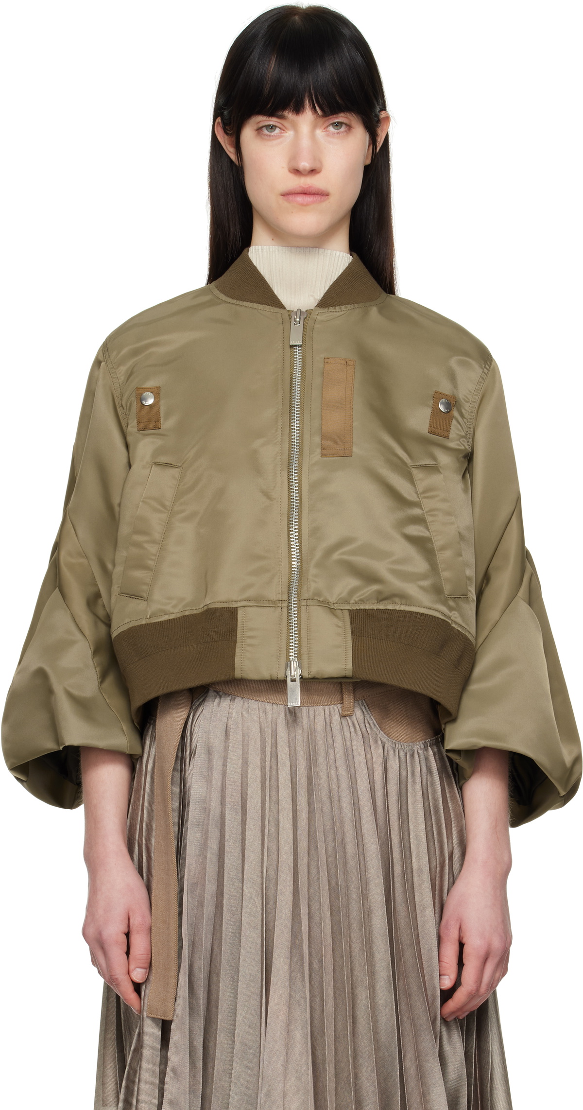sacai Khaki Nylon Twill Bomber Jacket Sacai