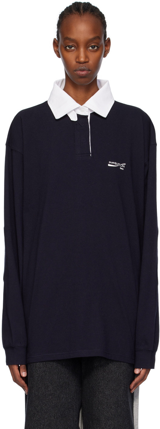 Pushbutton Navy Oversized Long Sleeve Polo Pushbutton