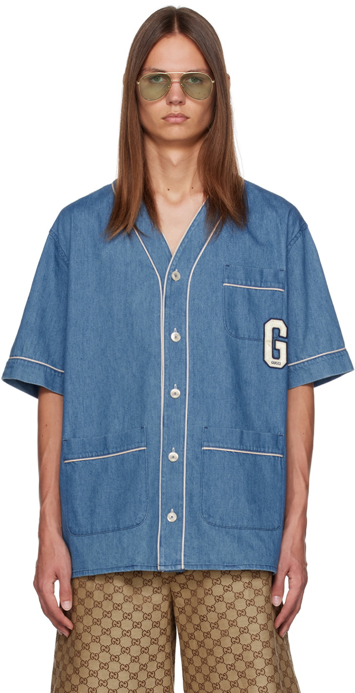 Gucci Blue Patch Denim Shirt Gucci