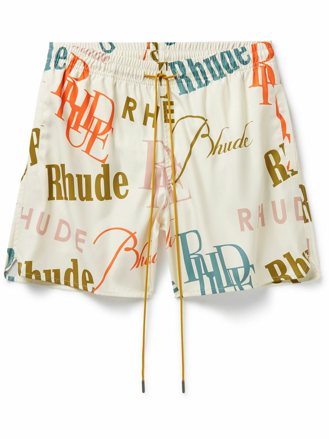 Rhude - Short-Length Logo-Print Swim Shorts - White Rhude