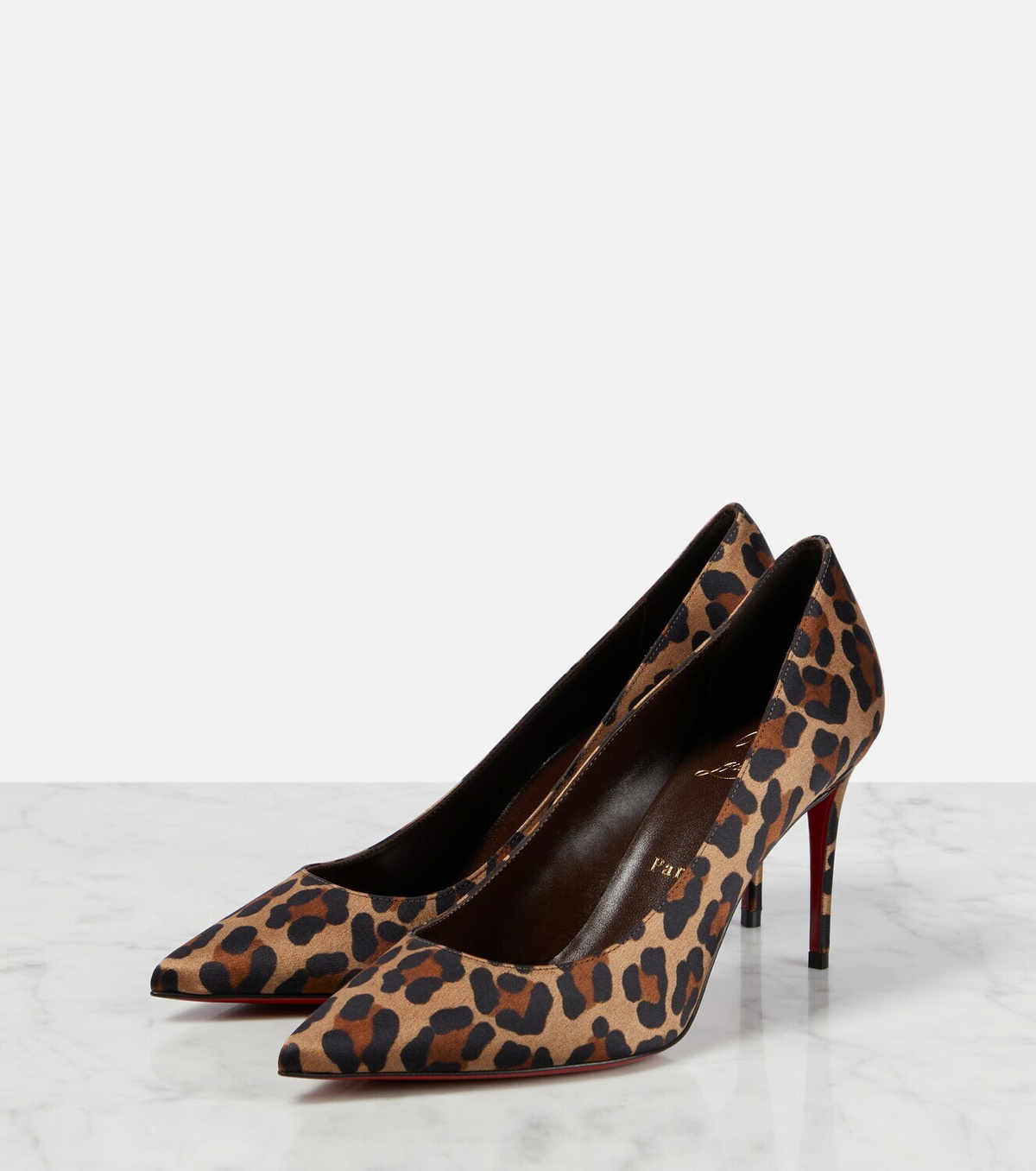 Christian Louboutin Kate 85 leopard-print satin pumps Christian Louboutin