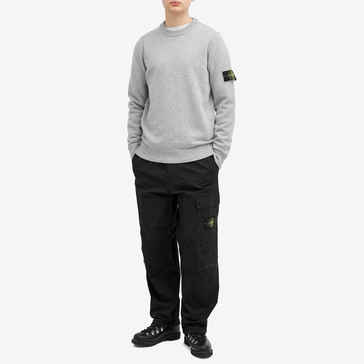Stone Island Men's Reverse Seam Lambswool Crew Neck Jumper in Melange ...