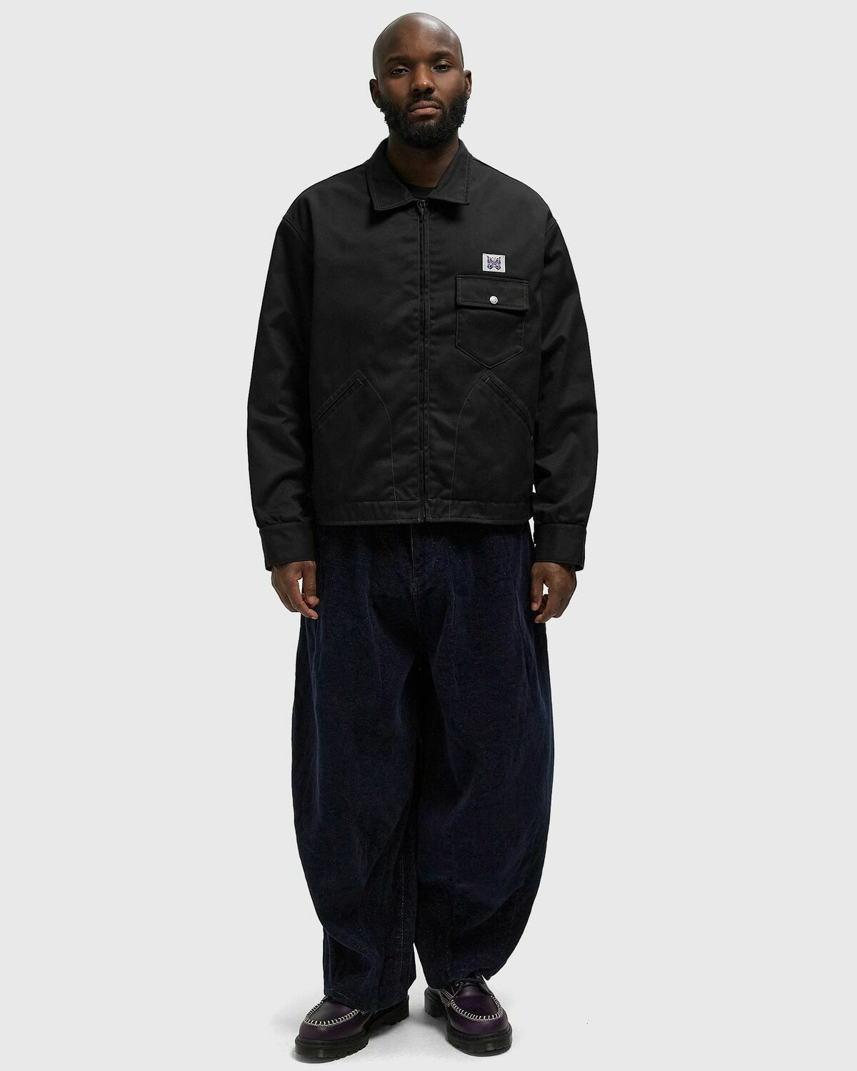 Needles Work Jacket - PE/C Twill Black Mens Bomber Jackets/Overshirt ...