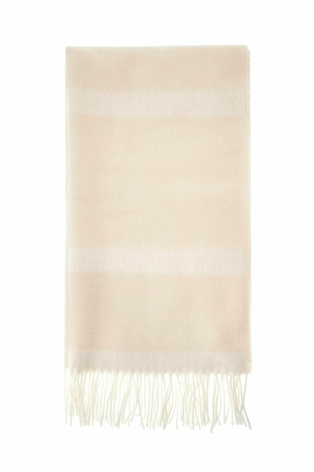 TOTEME bone monogram jacquard wool scarf Beige Toteme