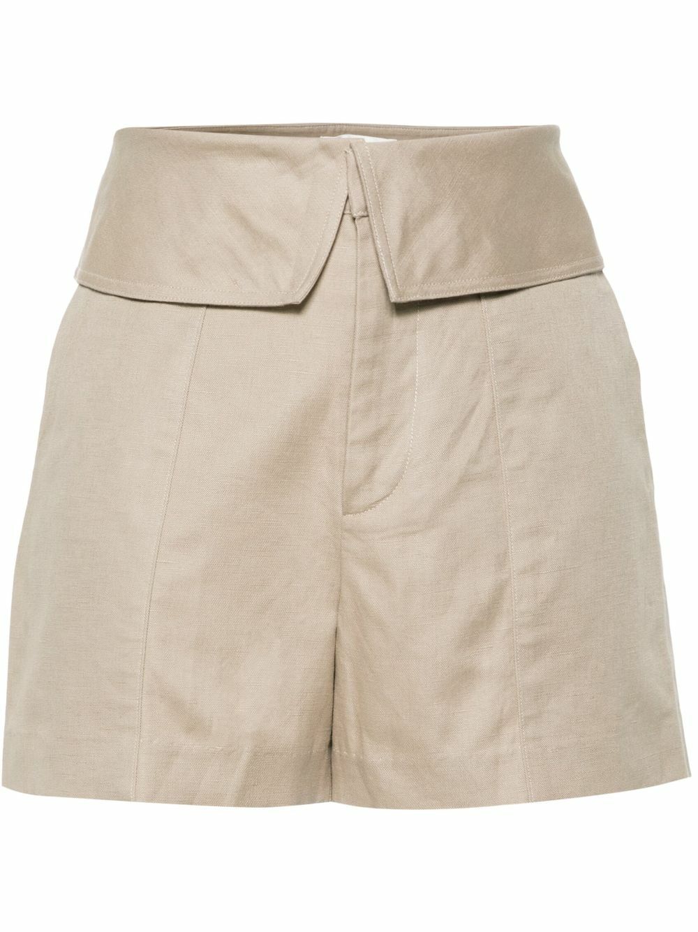 FRAME Beige Foldover Waistband Minishorts Frame Denim