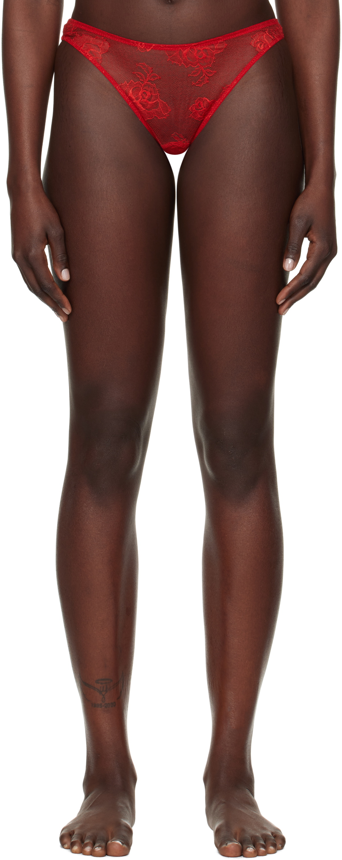 Fleur du Mal Red Bouquet Lace Cheeky Briefs Fleur du Mal