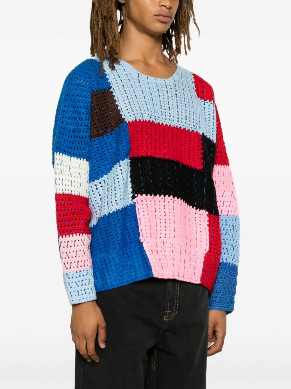 Glass Cypress Blue Colour-Block Sweater Glass Cypress