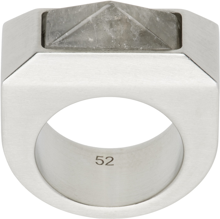 Rick Owens Silver Crystal Pyramid Ring Rick Owens