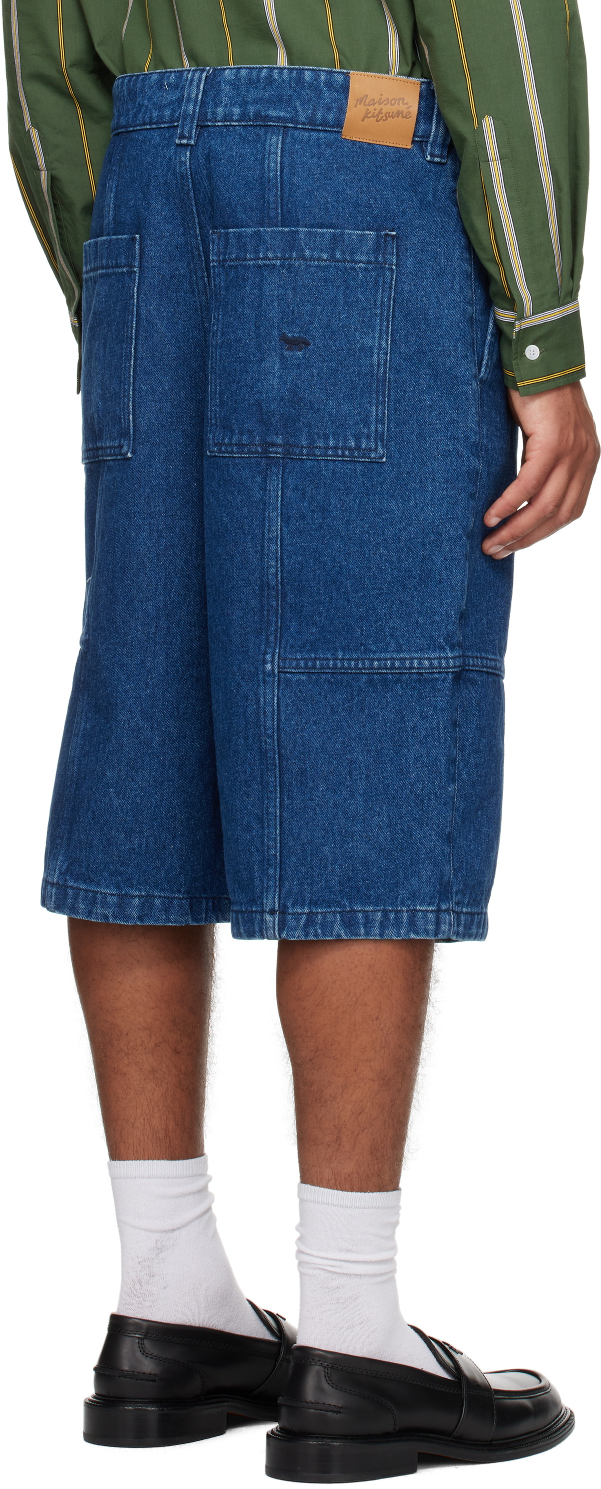 Maison Kitsuné Blue Workwear Denim Shorts Maison Kitsune