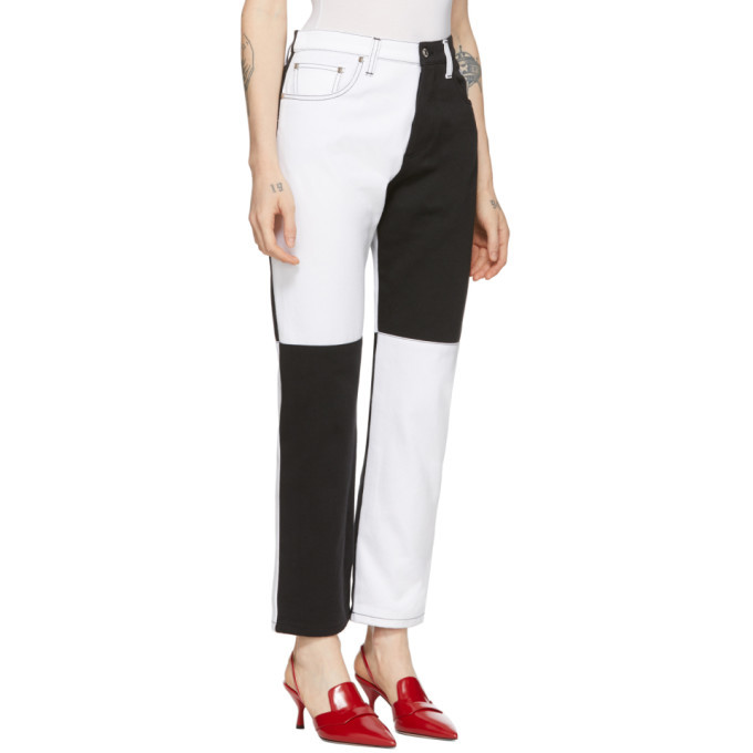 MSGM Black and White Colorblocked Jeans MSGM