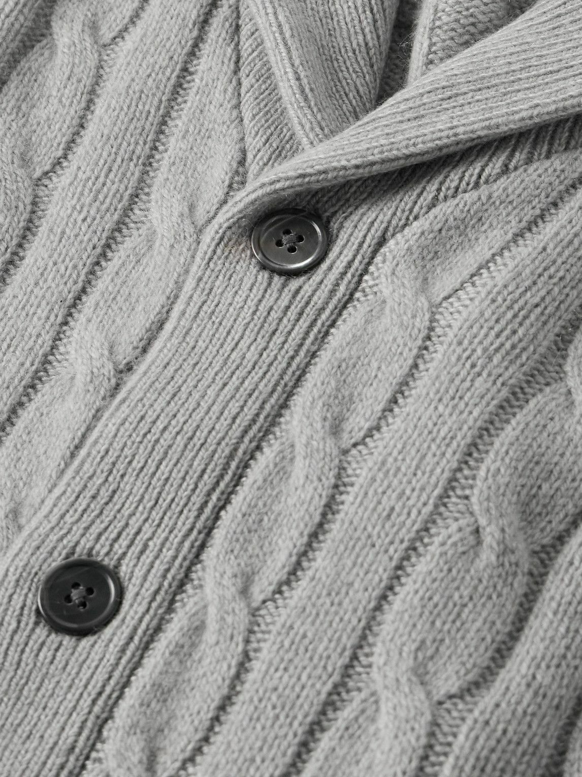 Polo Ralph Lauren - Shawl-Collar Cable-Knit Cashmere Cardigan - Gray Polo Ralph Lauren