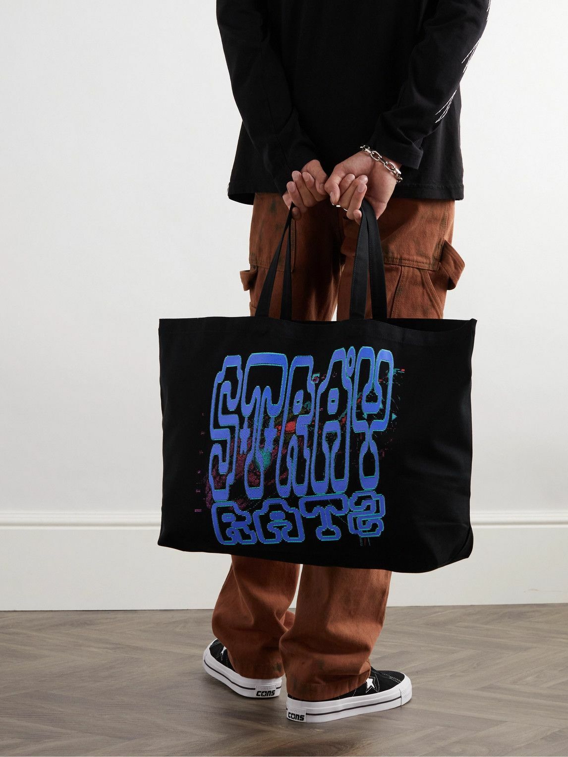 Stray Rats - PVM Logo-Print Canvas Tote Stray Rats