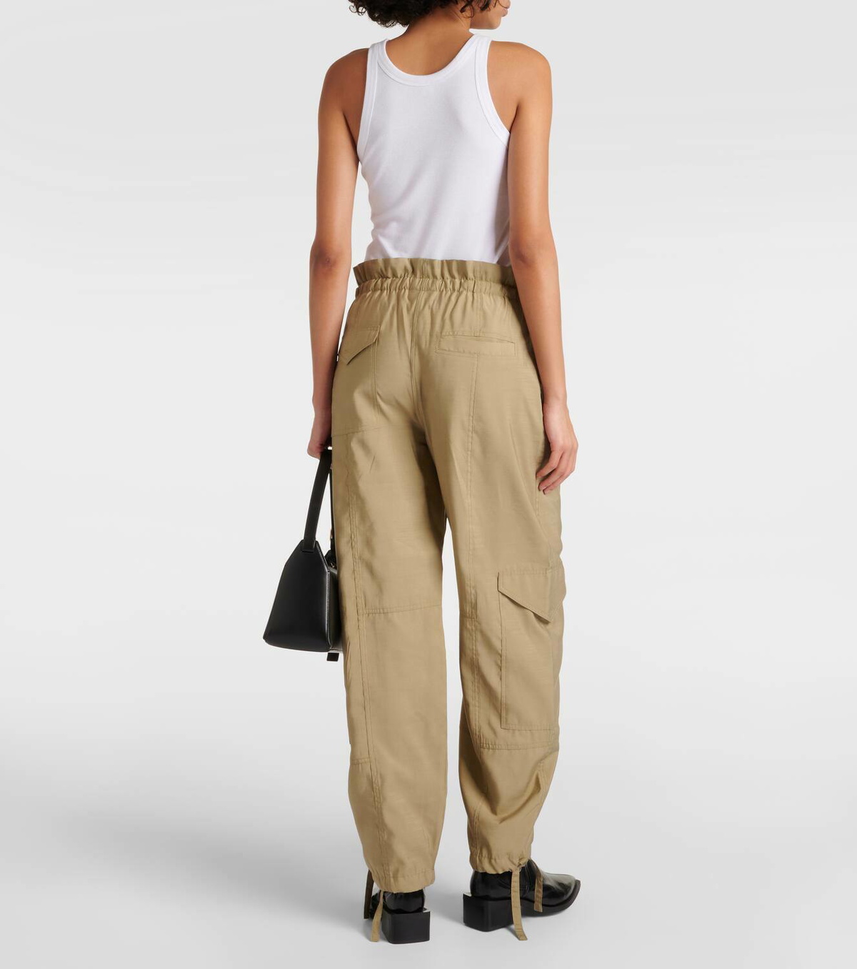 Ganni Light Slub high-rise cargo pants GANNI