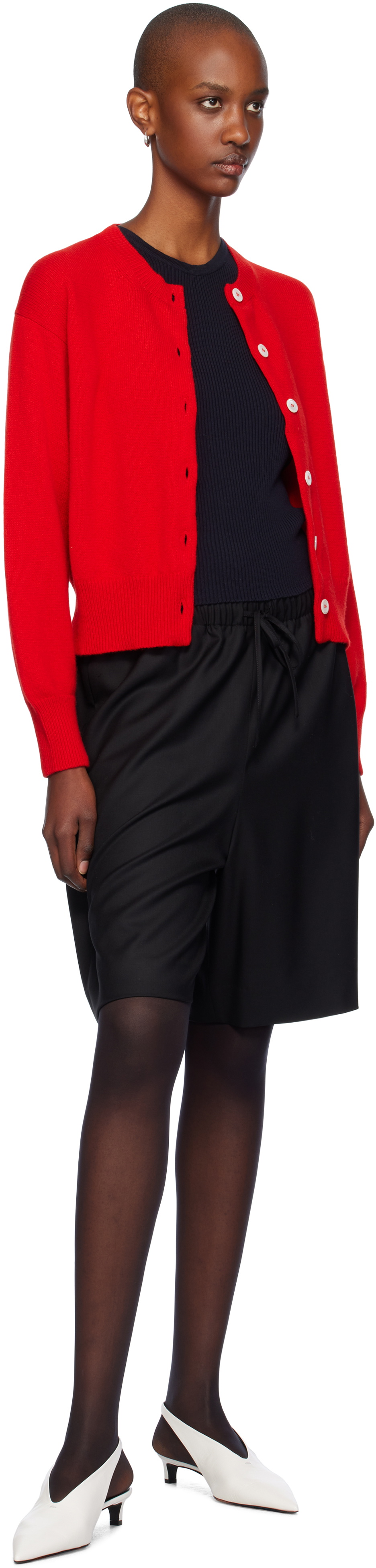 &Daughter Red Ada Crewneck Cardigan