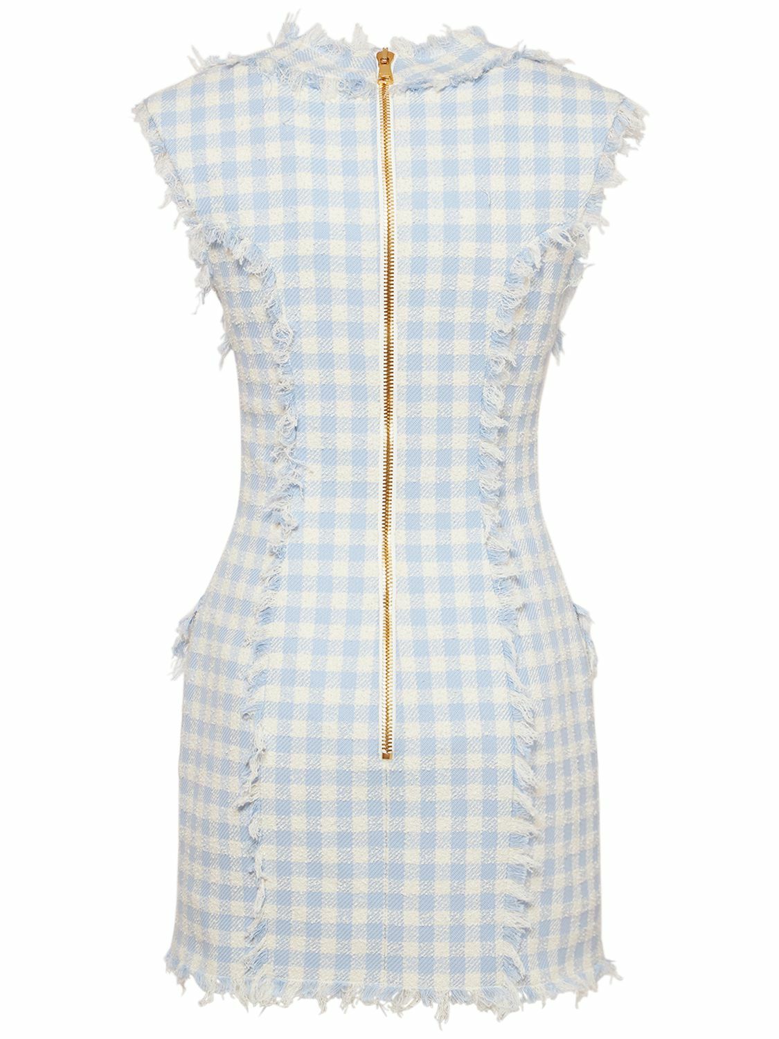 BALMAIN - Gingham Tweed Mini Dress Balmain