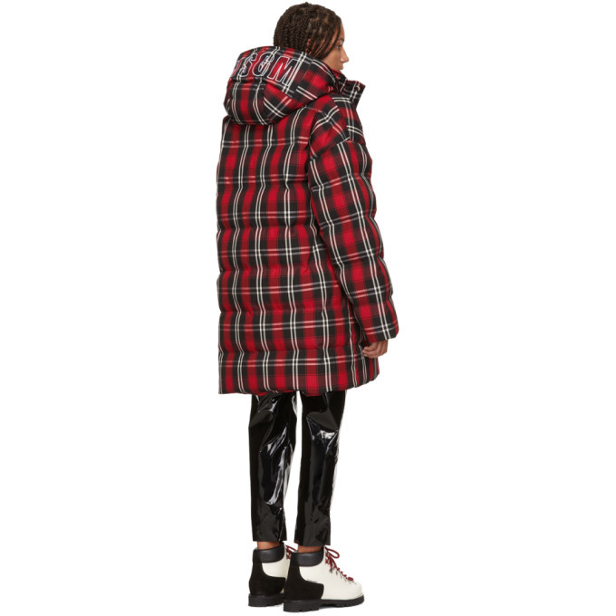 MSGM Red Plaid Down Jacket MSGM