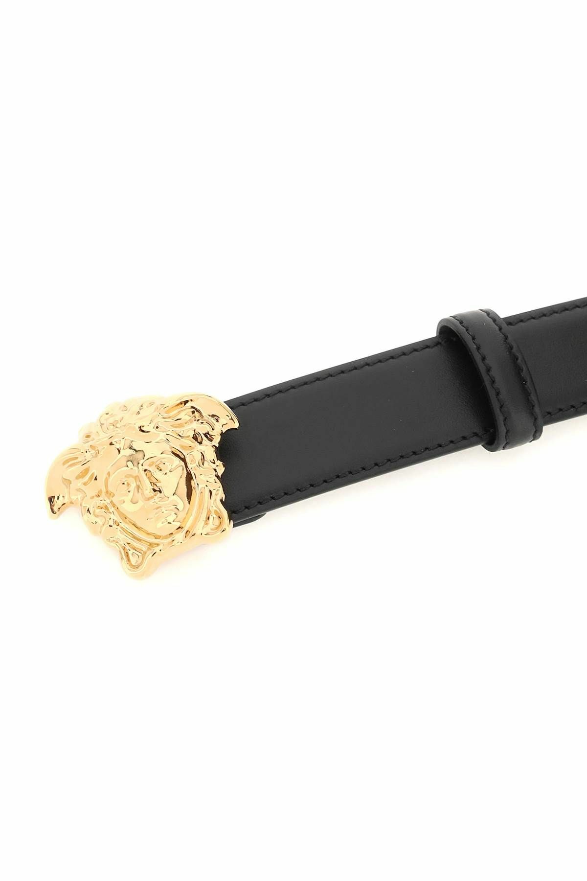 VERSACE medusa buckle leather belt Black Versace
