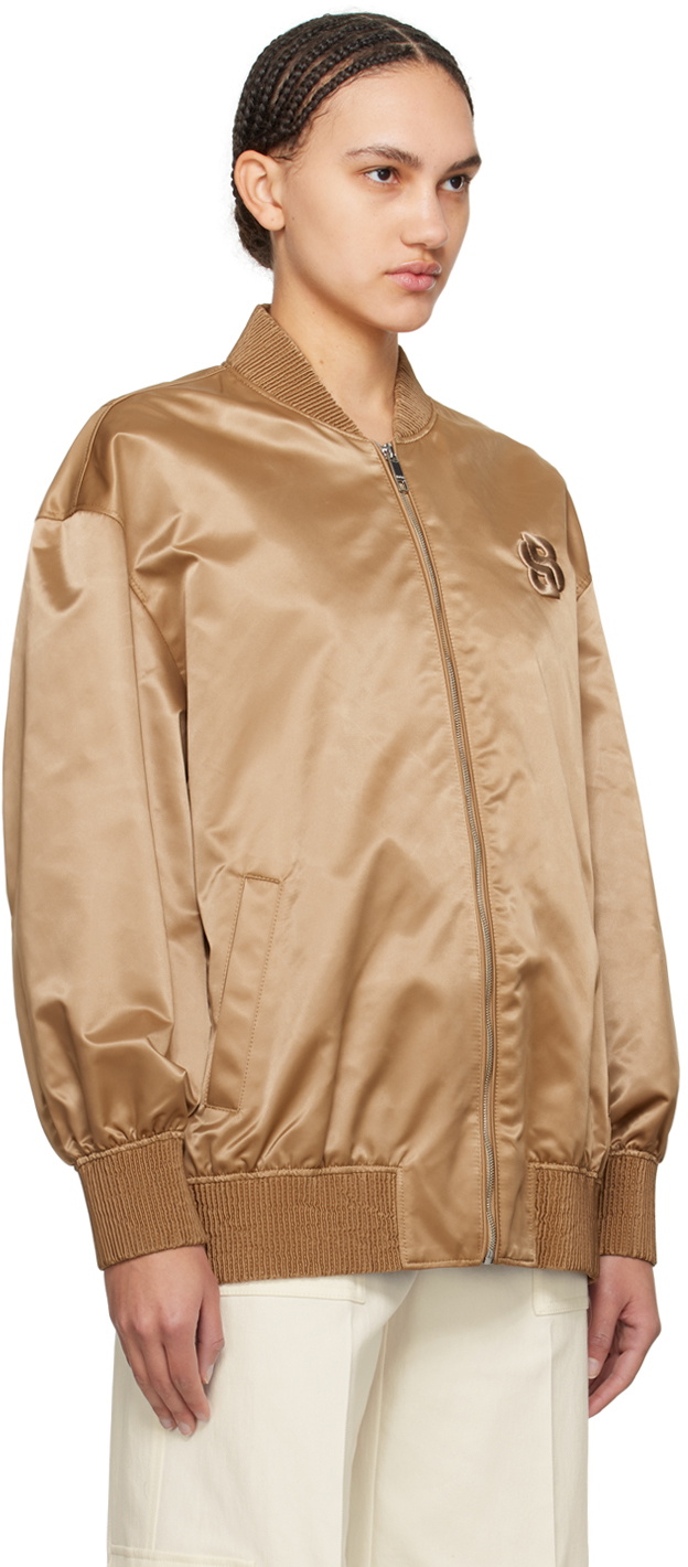 BOSS Tan Zip Bomber Jacket BOSS
