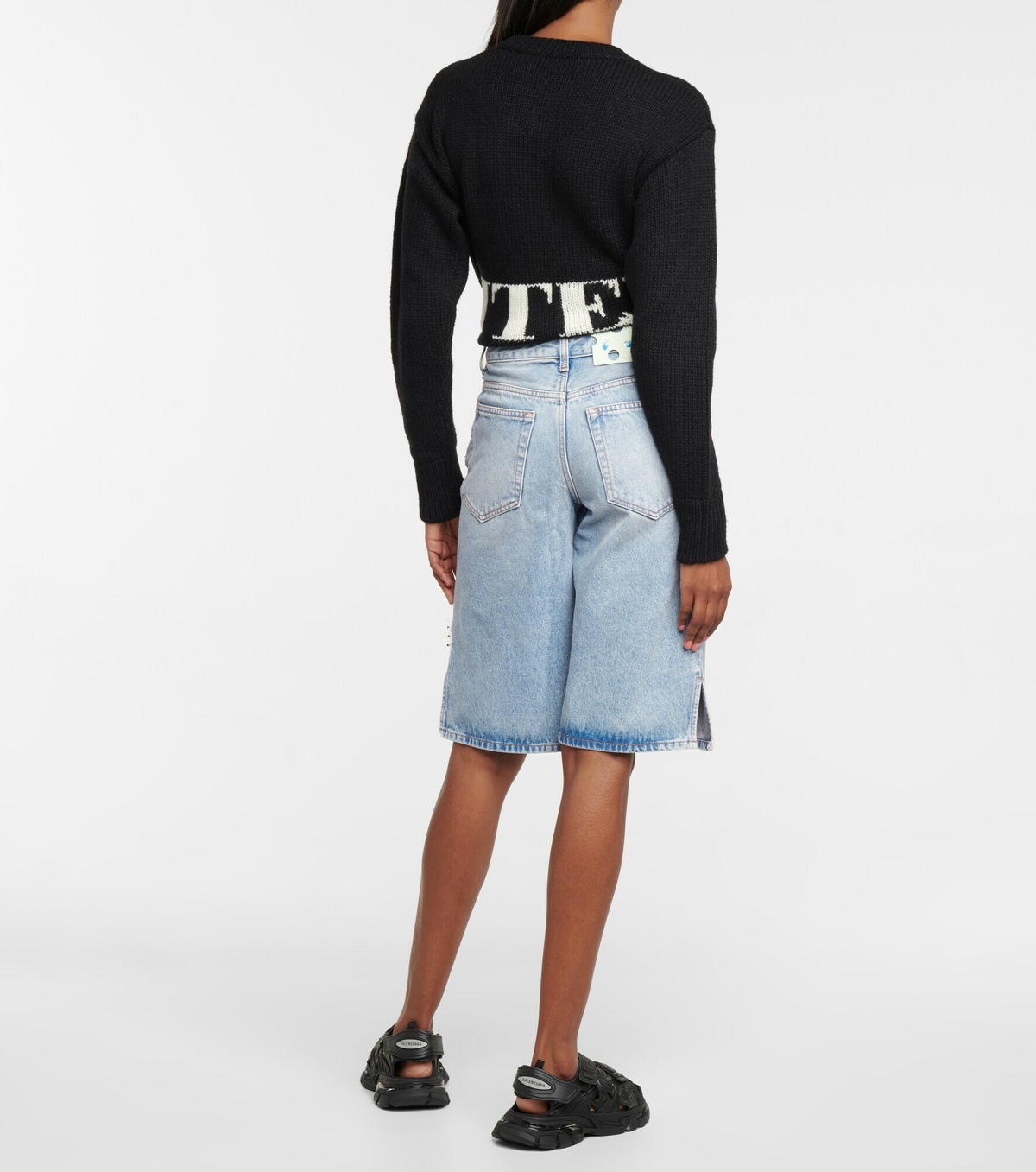 Off-White - High-rise denim shorts Off-White