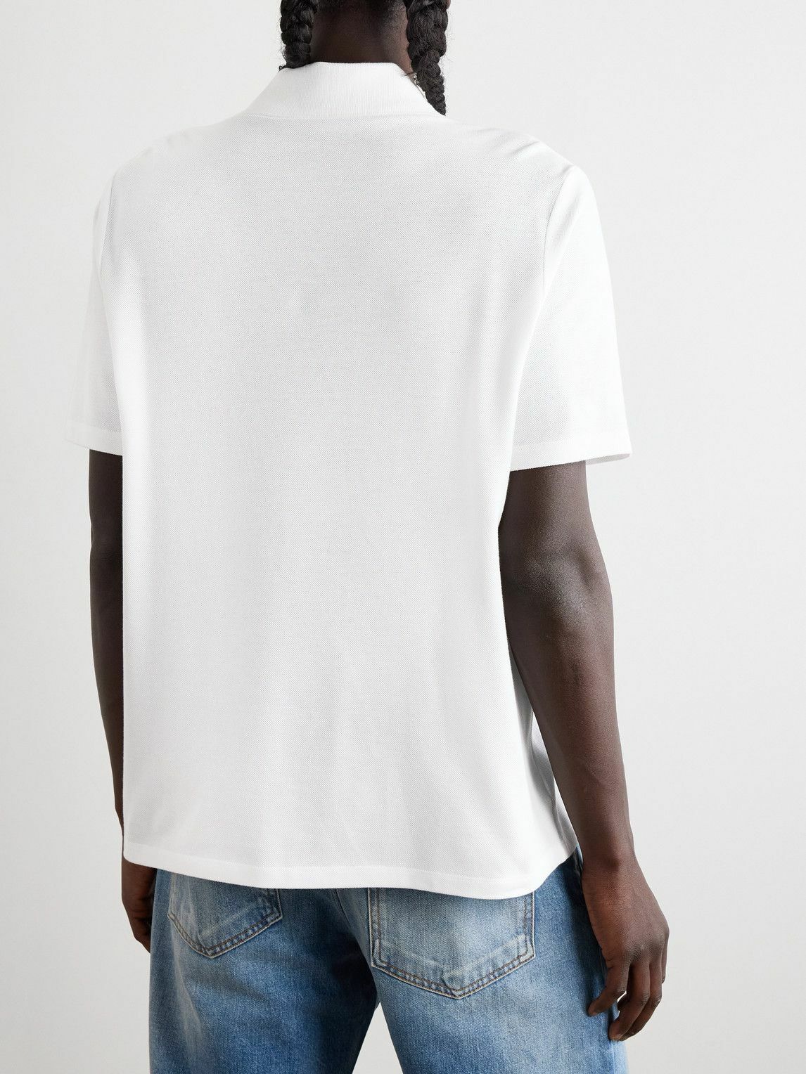Balmain - Logo-Print Cotton-Piqué Polo Shirt - White Balmain