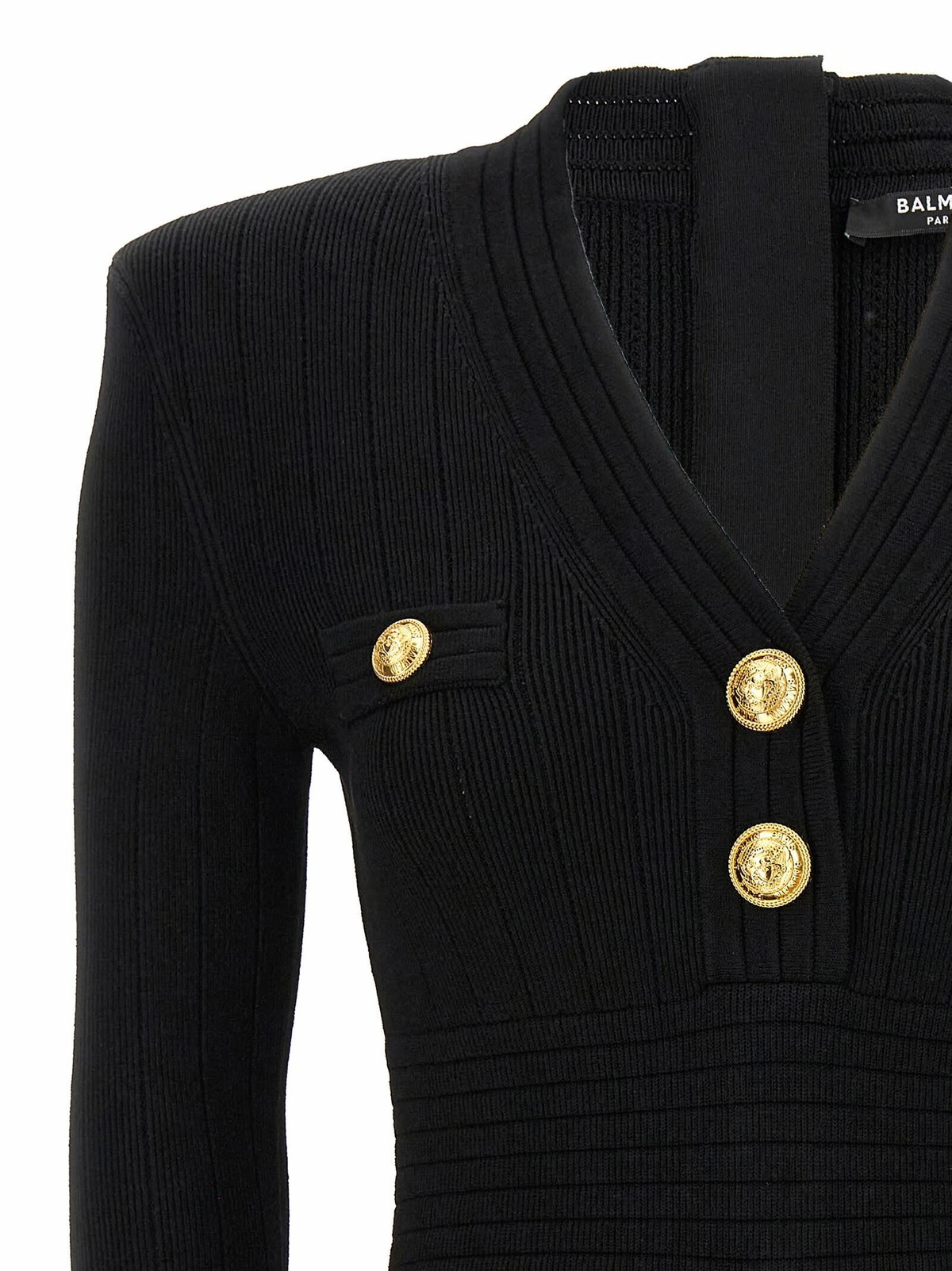 Balmain Logo Button Ribbed Dress Balmain