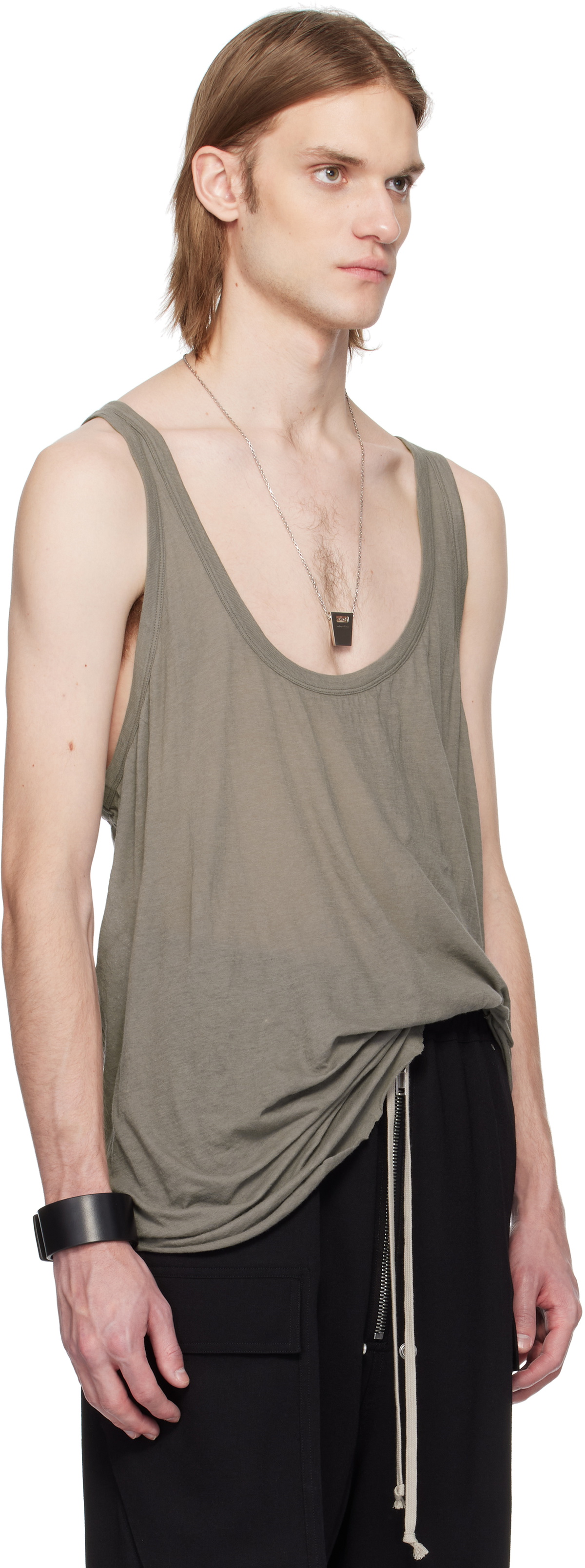 Rick Owens Gray Hollywood Lo Cut Tank Top Rick Owens
