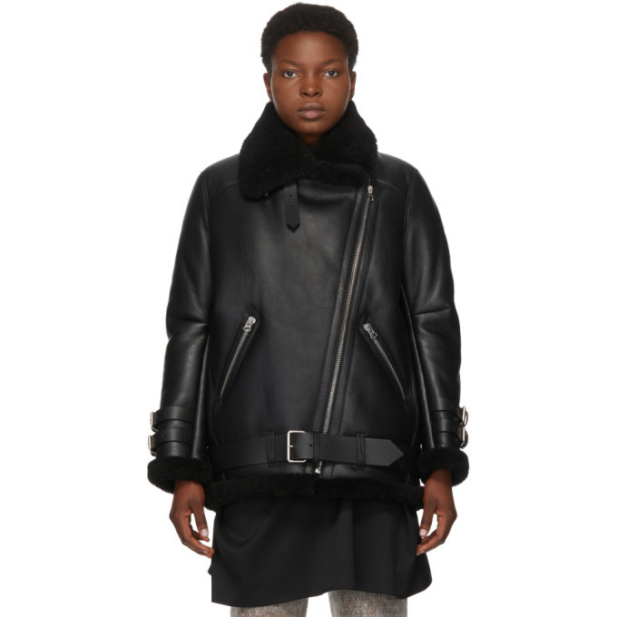 Acne Studios Black Shearling Velocite Aviator Jacket Acne Studios