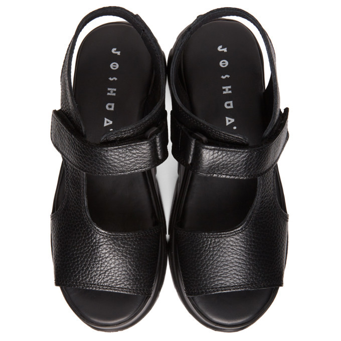 Joshua Sanders Black Leather Spice Wedge Sandals Joshua Sanders