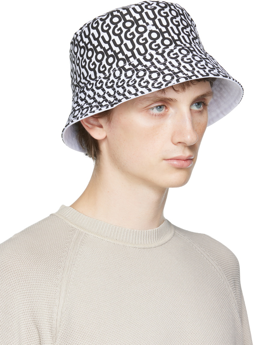 Hugo White Reversible Bucket Hat Hugo Boss