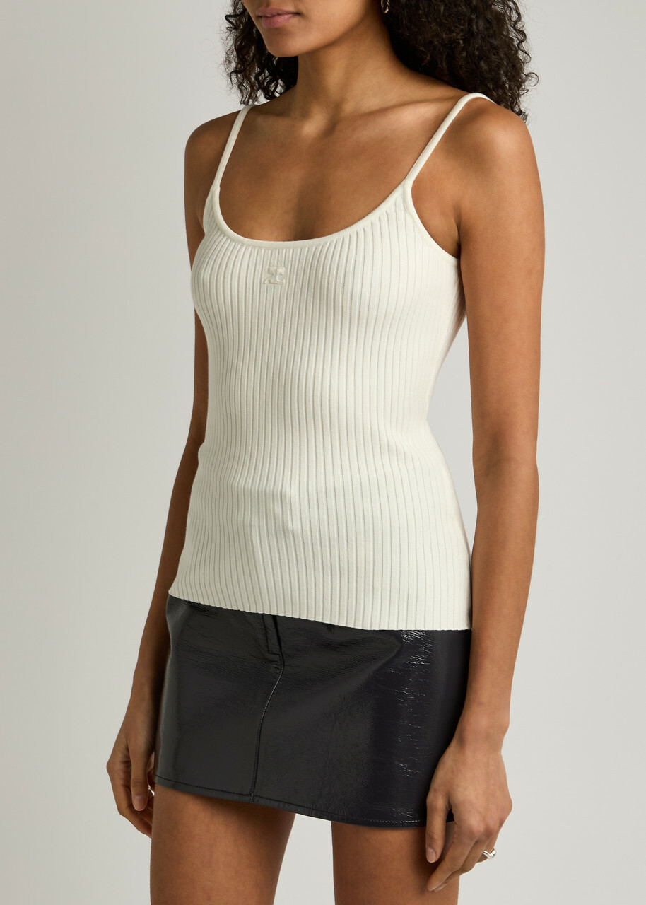 Courrèges Reedition Logo Ribbed-knit Tank White Courreges