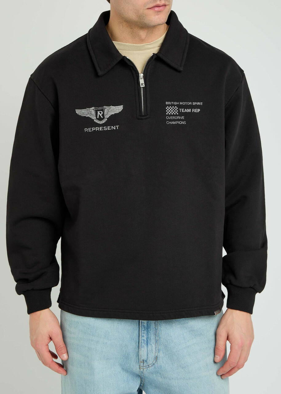 Represent Team Rep Logo Half-zip Cotton Sweatshirt Black Represent