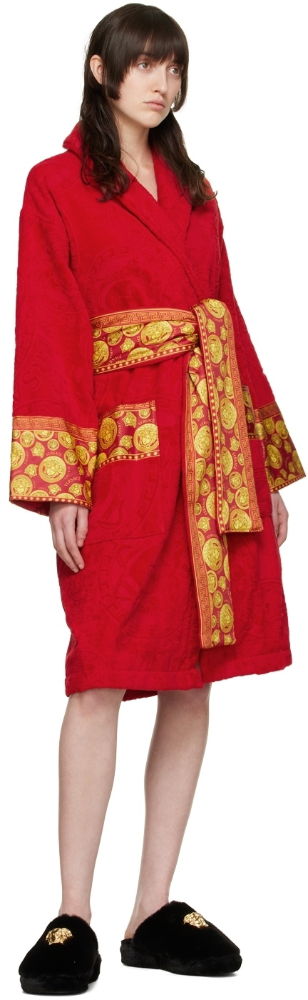 Versace Underwear Red Barocco Bath Robe Versace Underwear