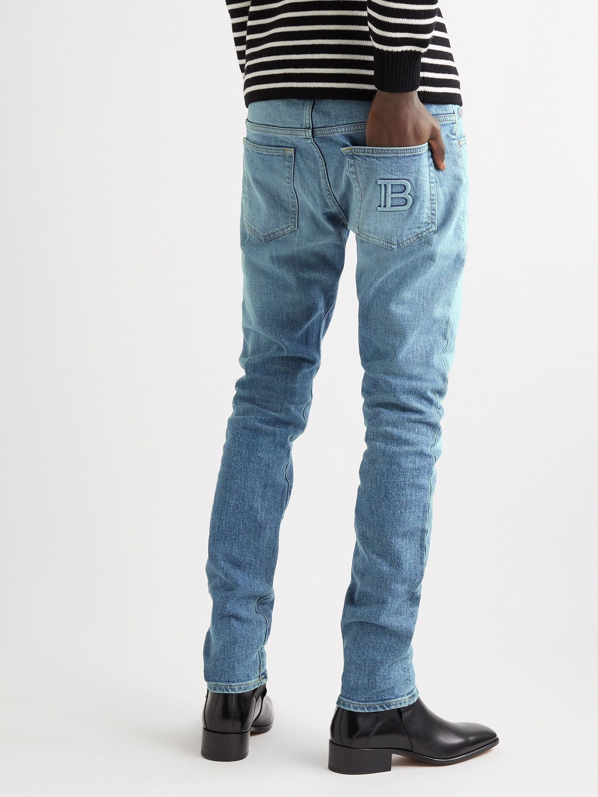 Balmain - Slim-Fit Logo-Embossed Denim Jeans - Blue Balmain
