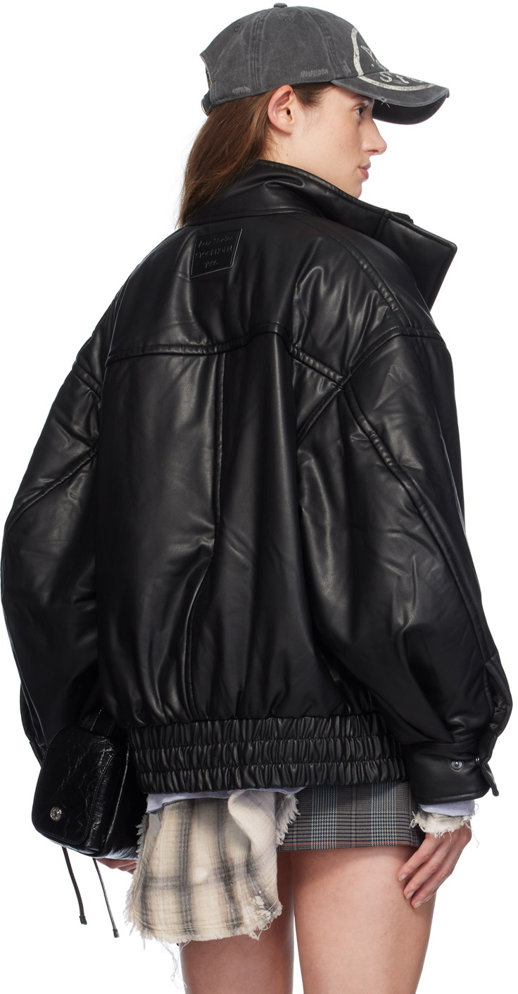 Acne Studios Black Faux-Leather Bomber Jacket Acne Studios