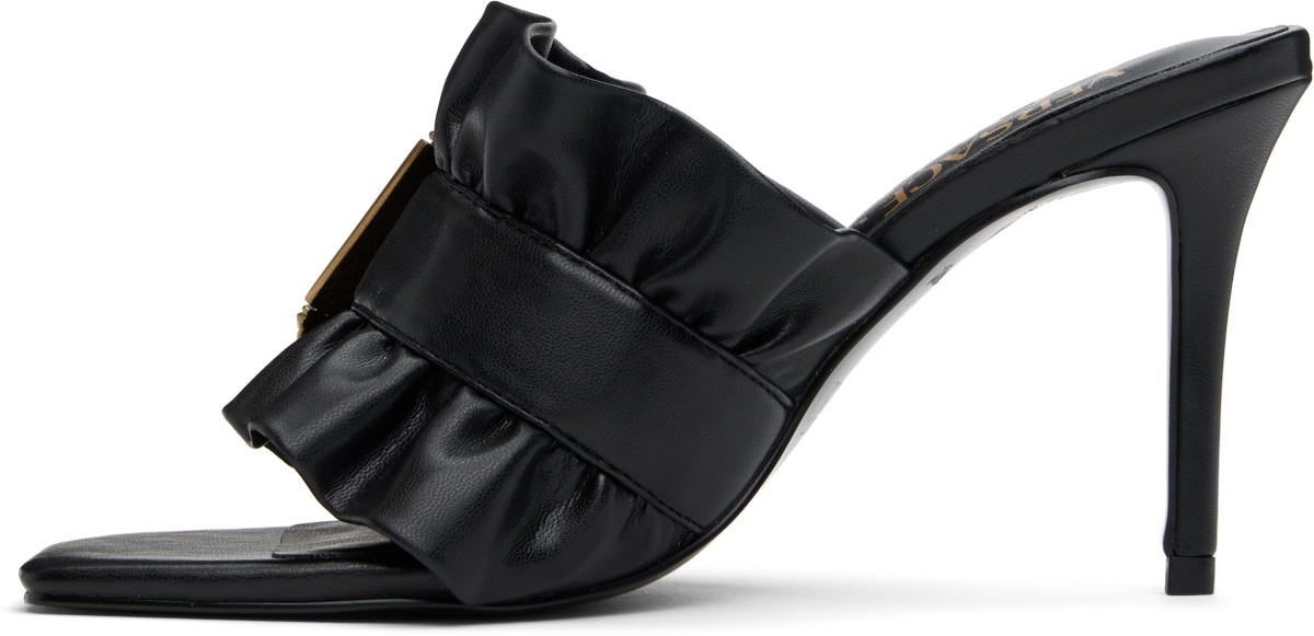 Versace Jeans Couture Black Baroque Buckle Emily Mules Versace