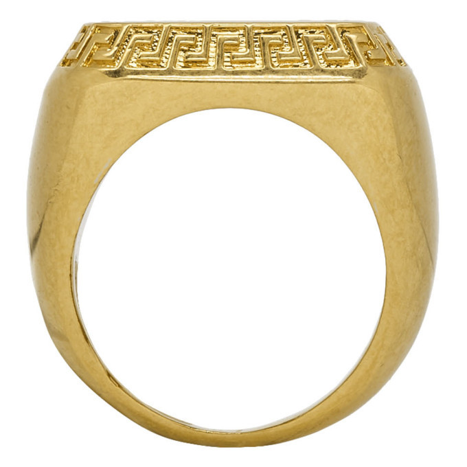 Versace Gold and Black Varsity Ring Versace