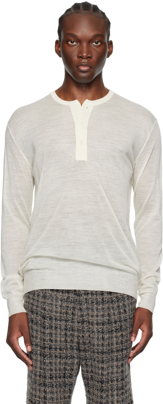 AURALEE Off-White Button Henley Auralee