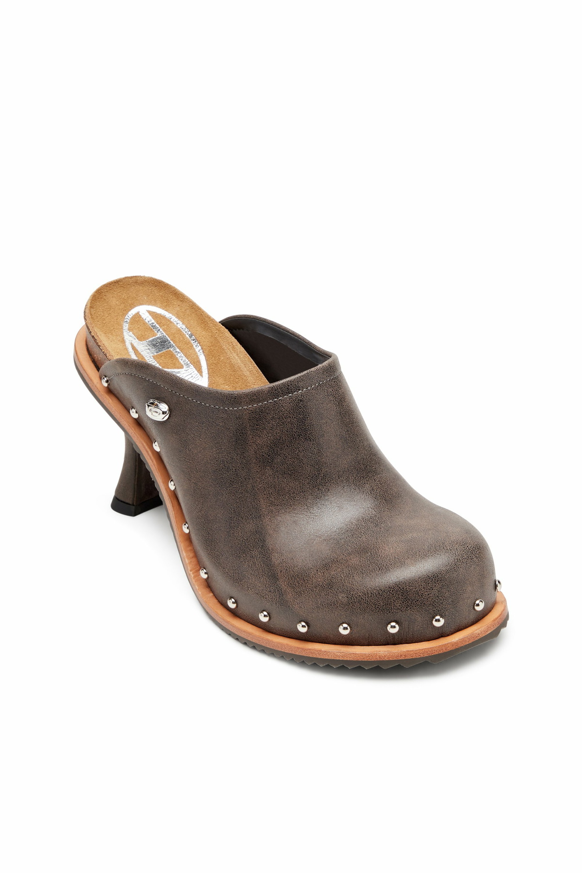 Diesel Studded leather mules - Décolleté Womens in Brown Diesel