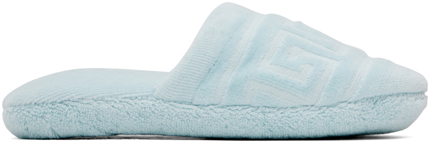 Versace Underwear Blue Greca Slippers Versace Underwear