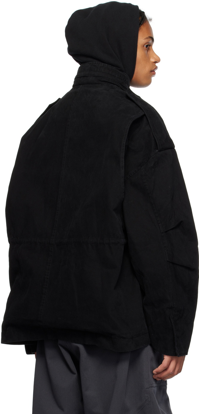 We11done Black Washed Denim Jacket We11done