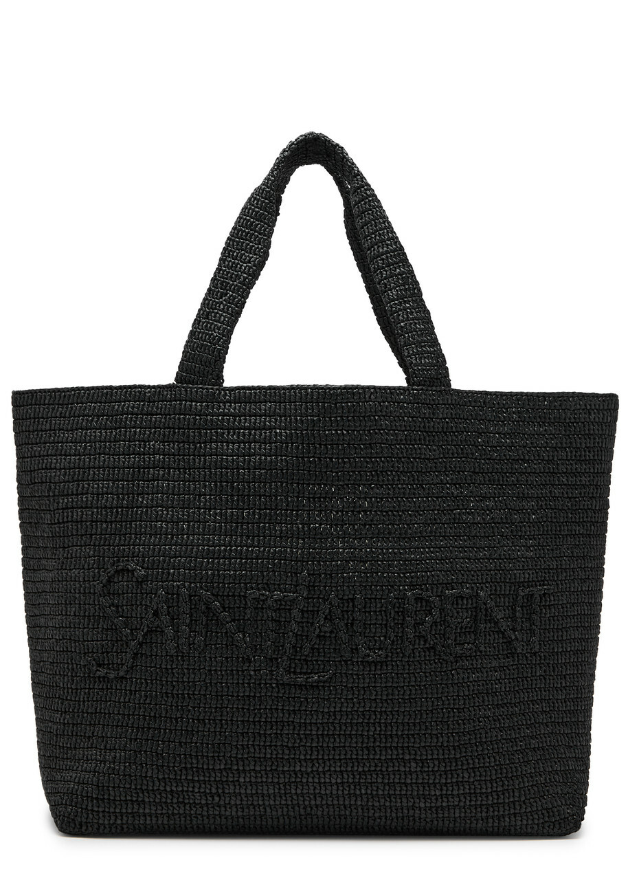Saint Laurent Logo-embossed Raffia Tote - Black Saint Laurent