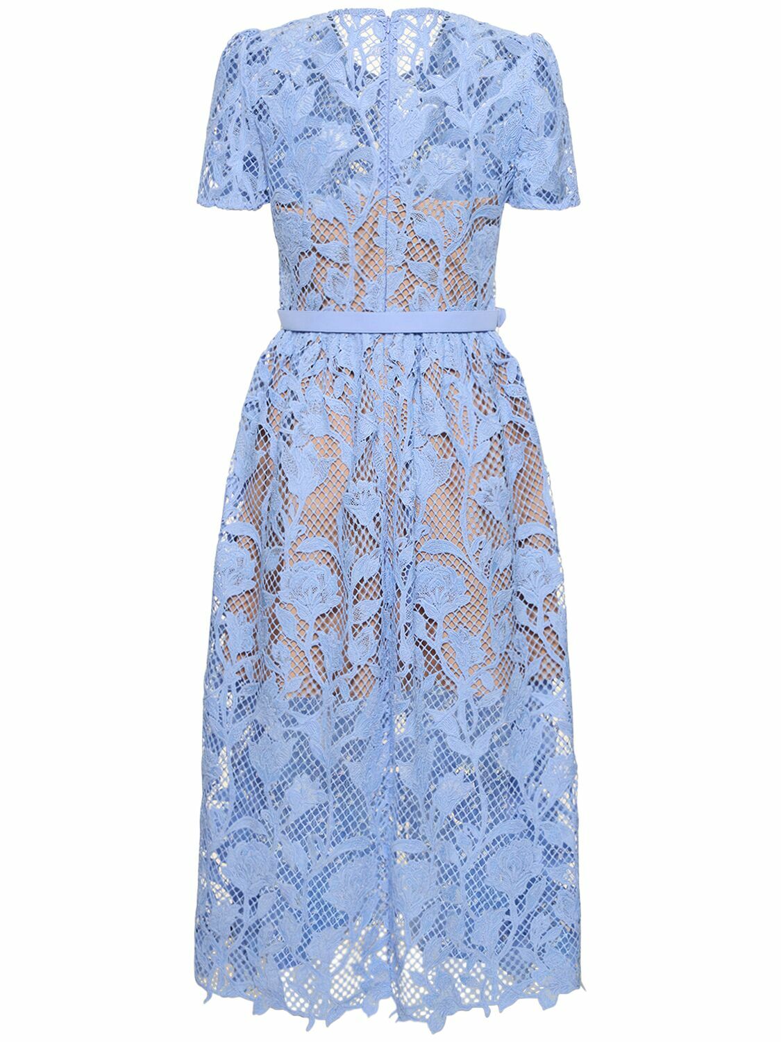 SELF-PORTRAIT - Short Sleeve Lace Midi Dress Self-Portrait